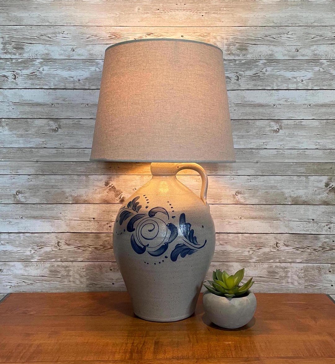 Vintage Rare!~rockdale UNION Stoneware~18" Tall Decorative Table Lamp ...