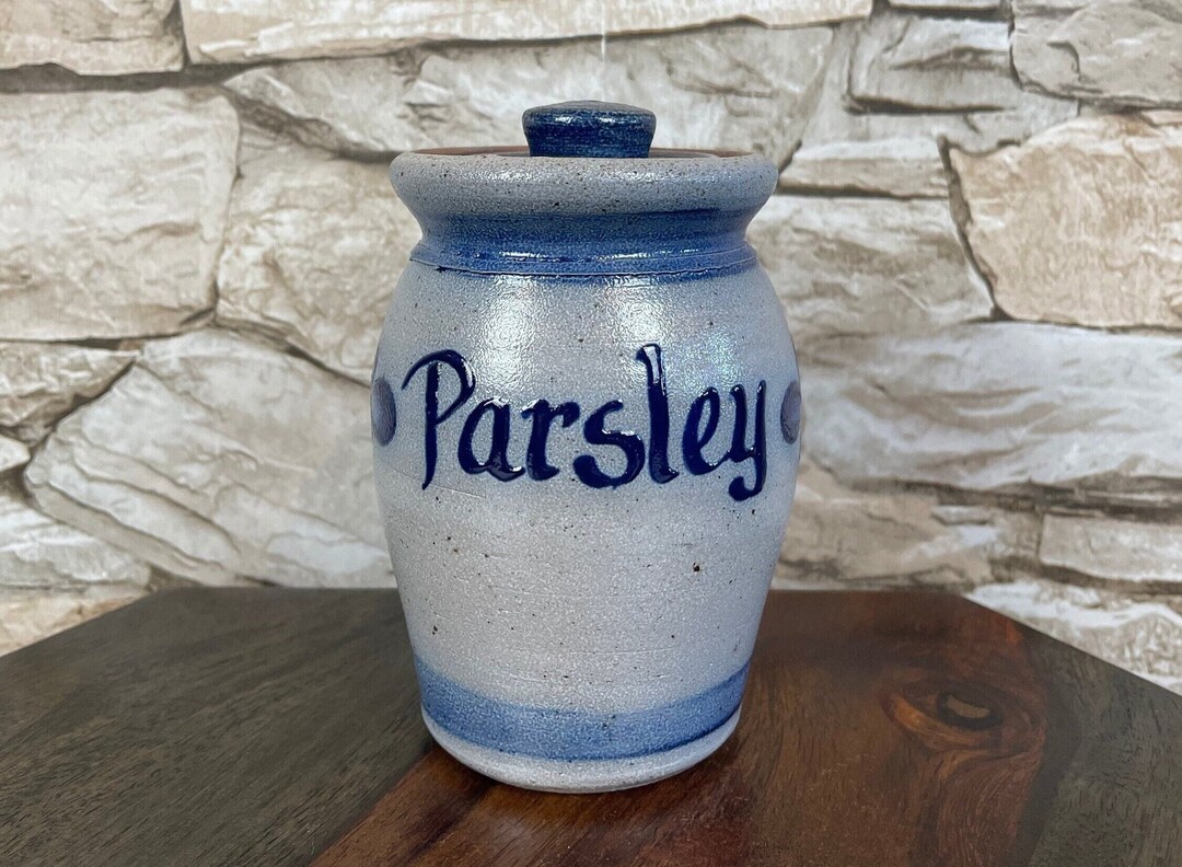 Vintagerowe Pottery Worksdecorative Stoneware parsley HERB JAR With Lid ...