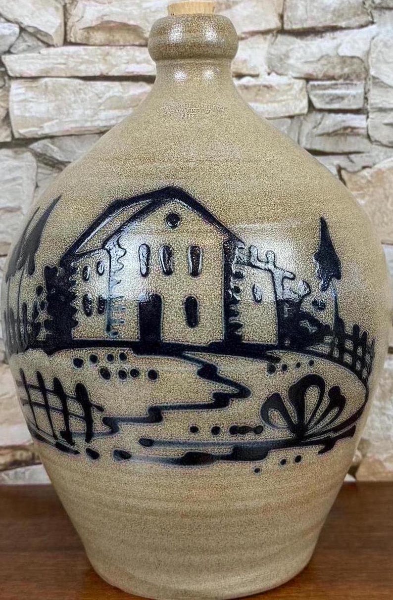 RARE! WISCONSIN POTTERY Vintage 11" Tall Lg. Decorative Stoneware Ovoid ...