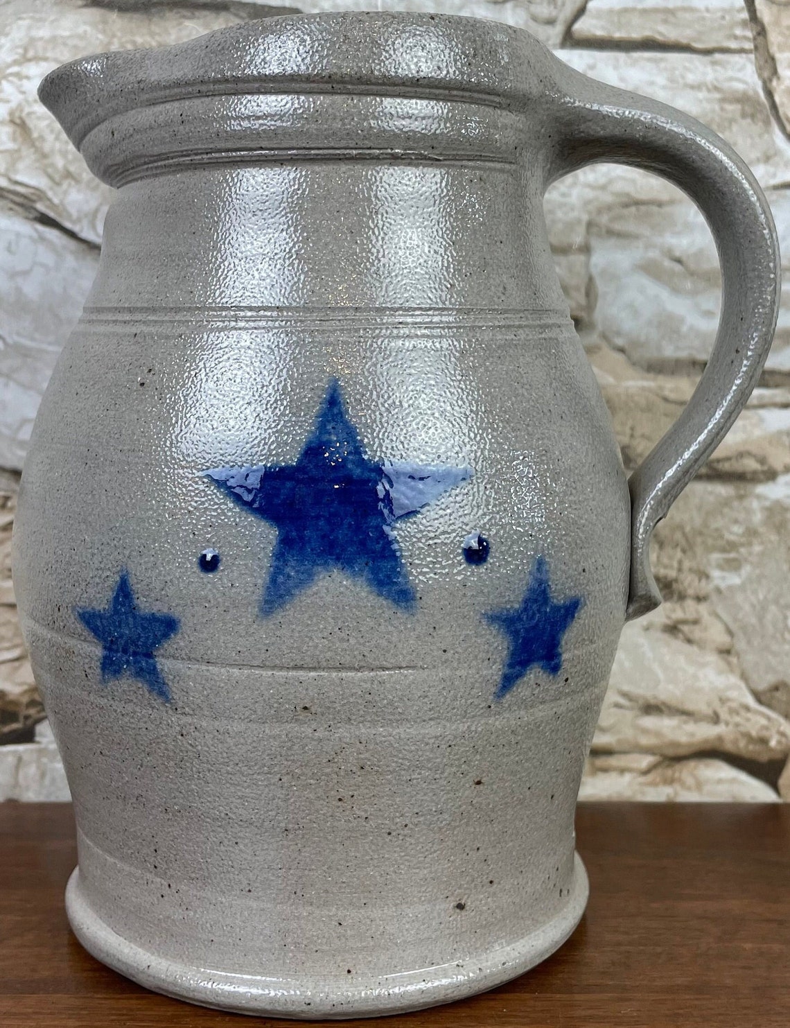 Vintage~rowe Pottery Works~1-qt./6.75" Tall STONEWARE PITCHER With Star ...
