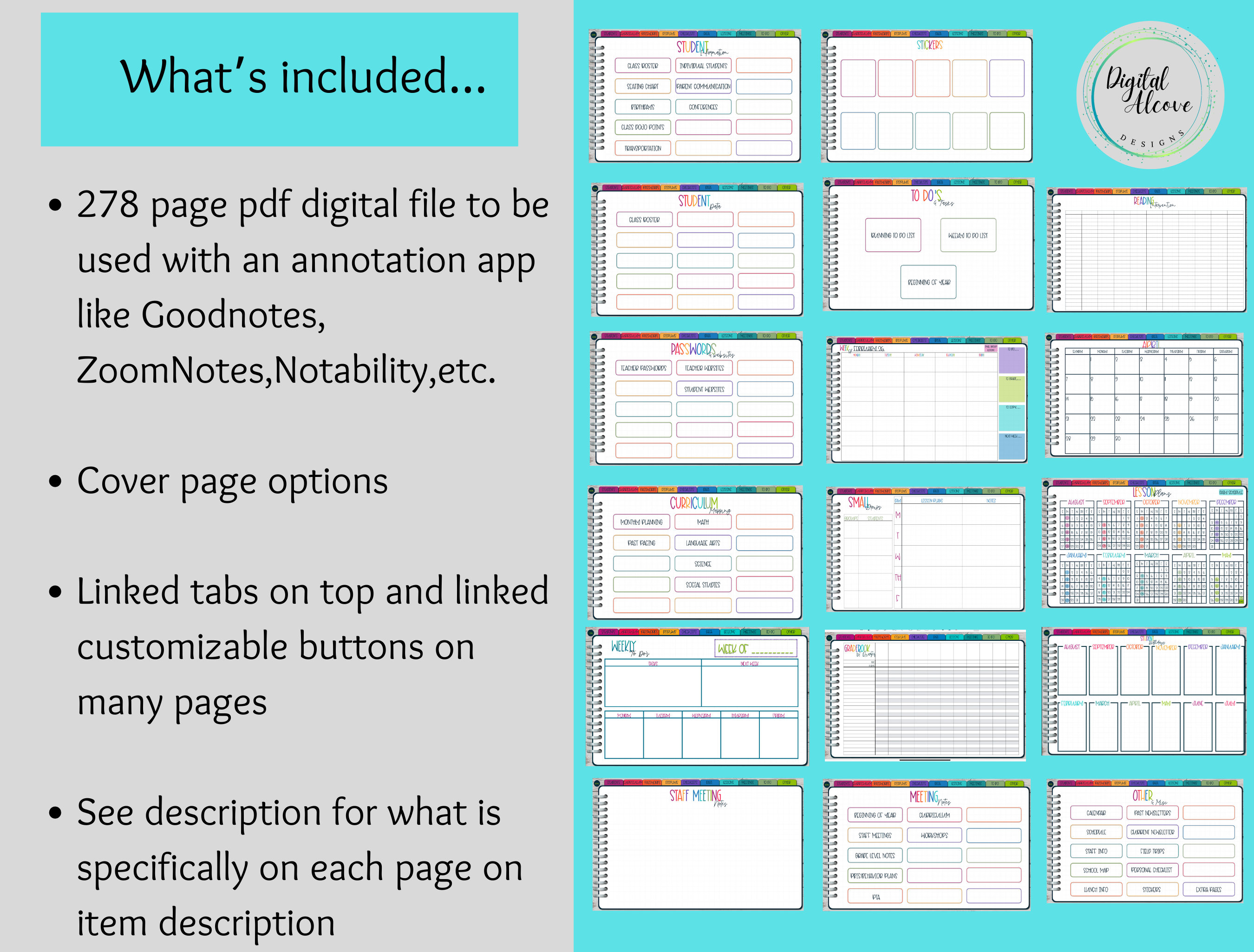 Teacher Digital Planner 20232024 Digital Planner Goodnotes Notability ...