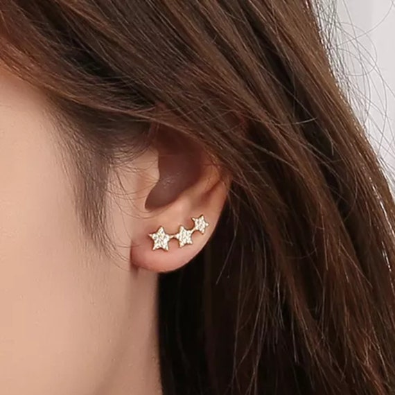 Triple star stud earrings store