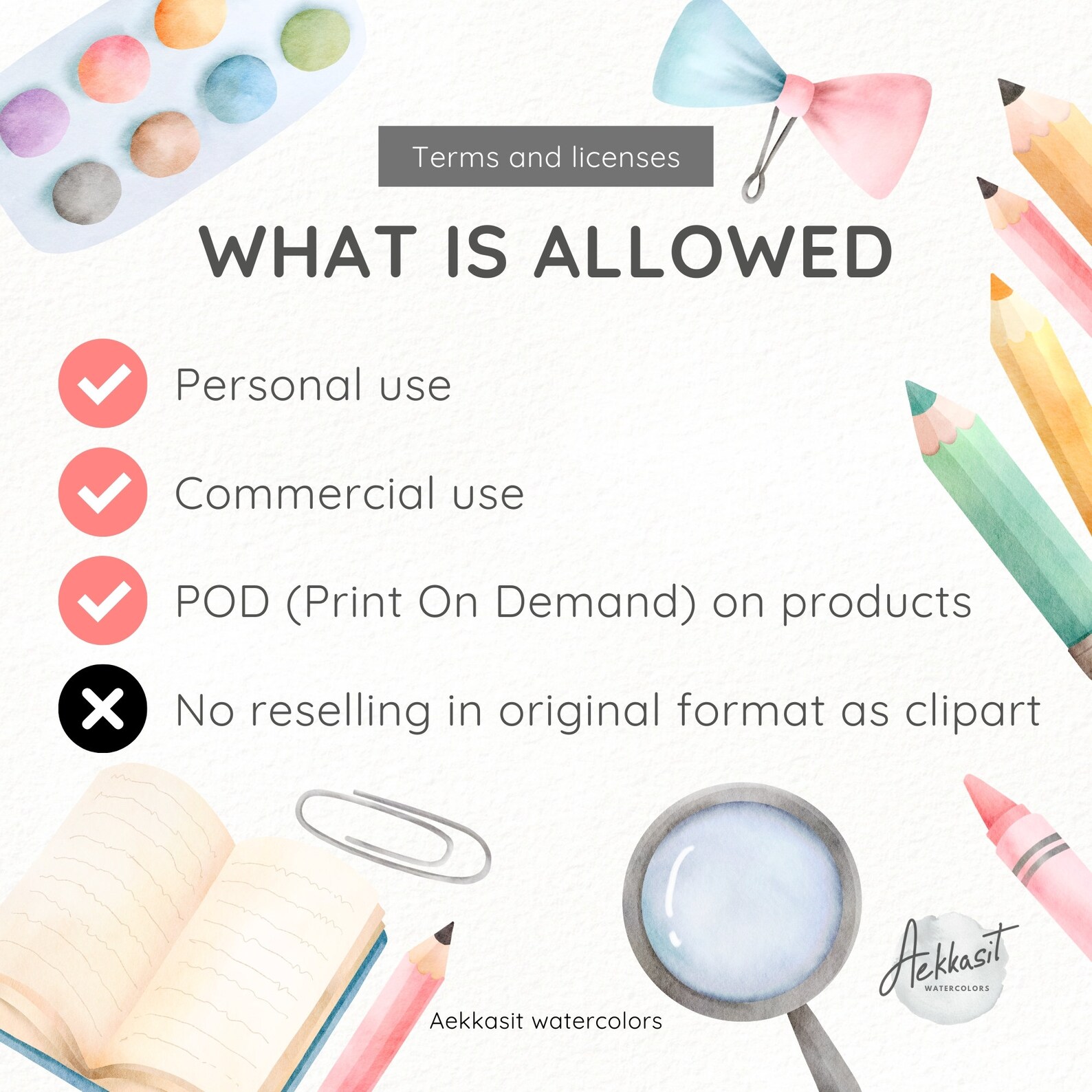 Colorful Back to School Clipart Set Watercolor School Supplies for ...