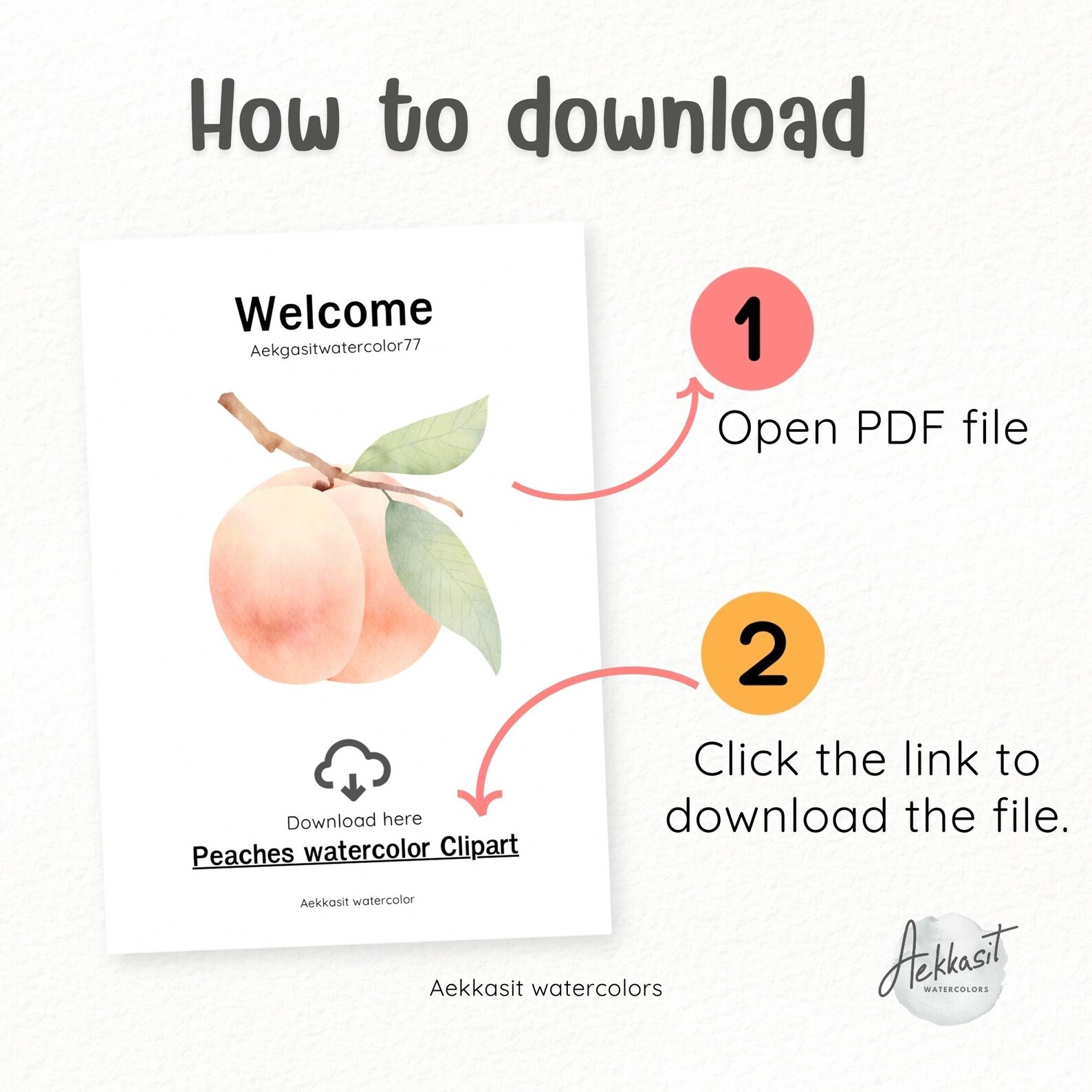 Peach Watercolor Graphics Peaches Watercolor Clipart Greenery Clipart ...