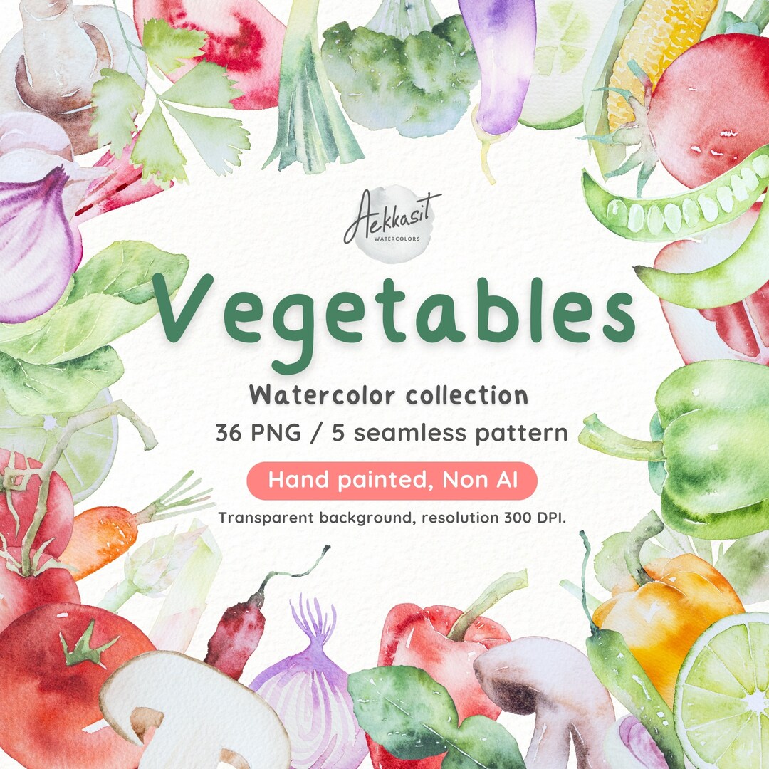Vegetable Clipart Commercial Use Watercolor Farmers Market Clipart ...