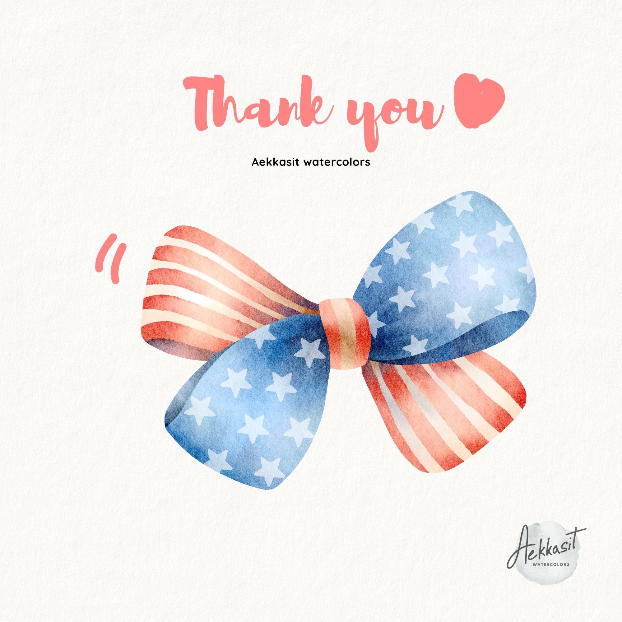 Preppy Bow Flag Fourth of July Preppy Watercolor Clipart Coquette Bow ...