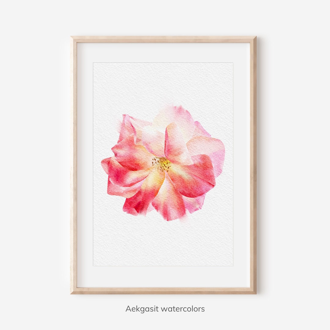 Printable Watercolor Flower Wall Art Digital Download, Pink Floral Home ...