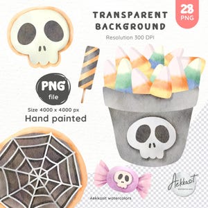 Halloween Sweets Clipart Halloween Donut Png Cupcake Png Watercolor ...