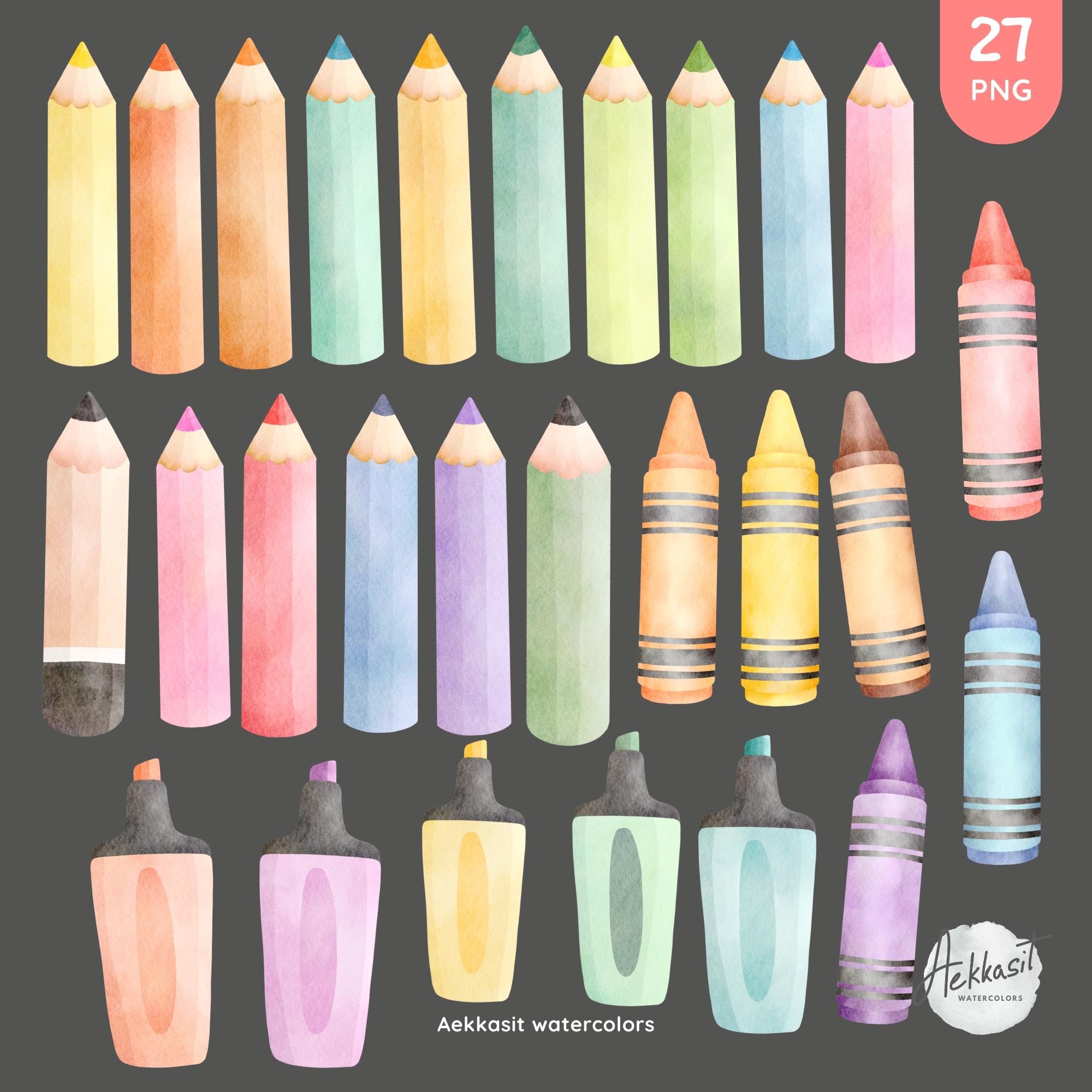 Color and Pencil Png Back to School Pencil Clip Art School Supplies ...