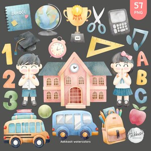 Back to School Clipart Bright, Cute School Graphics, School Supplies ...