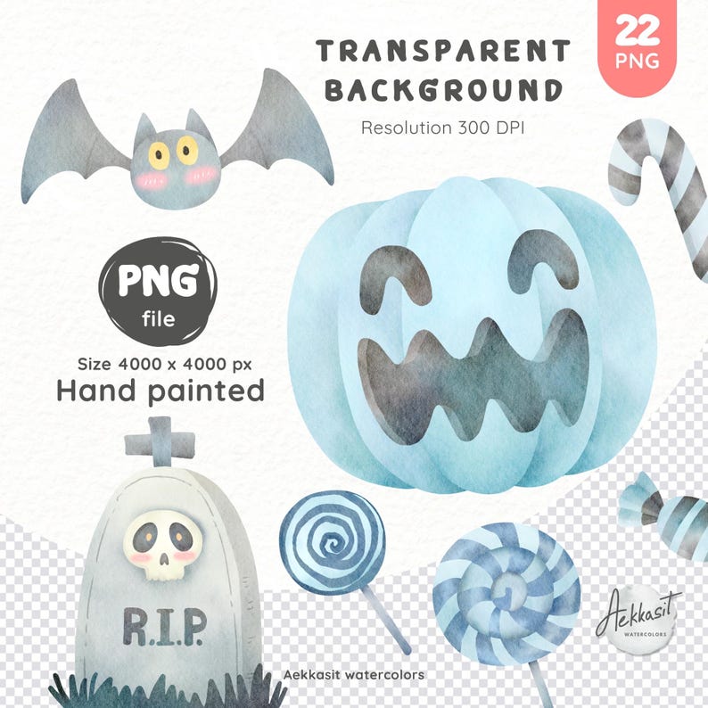 Watercolor Cute Ghost Clipart, Halloween PNG, Spooky Clipart, Cute ...