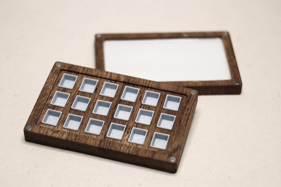 Wooden Watercolor Box (incl. Empty 18 Half Pans) - Etsy