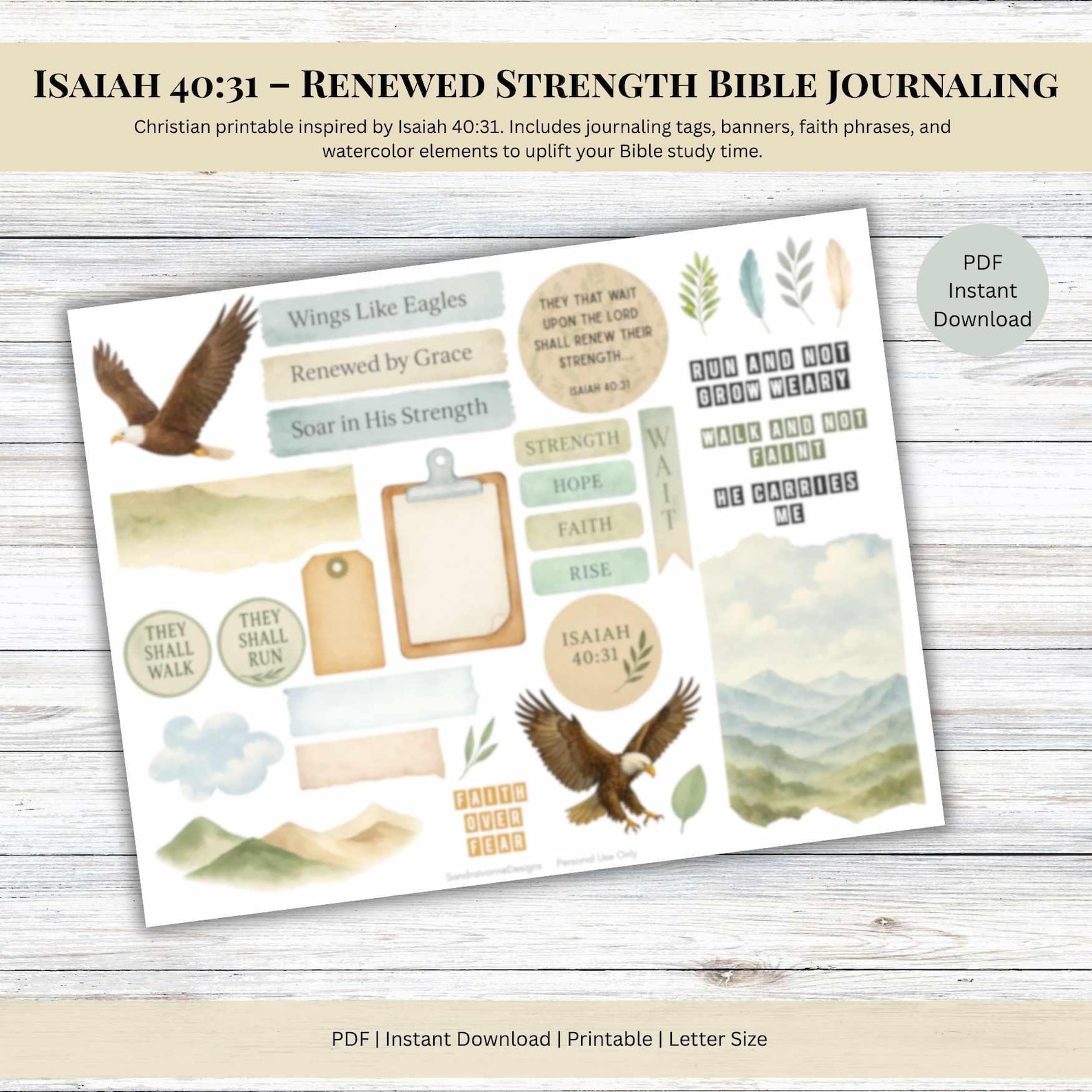 Isaiah 40:31 Bible Journaling Kit | Faith Ephemera (PDF) - Etsy