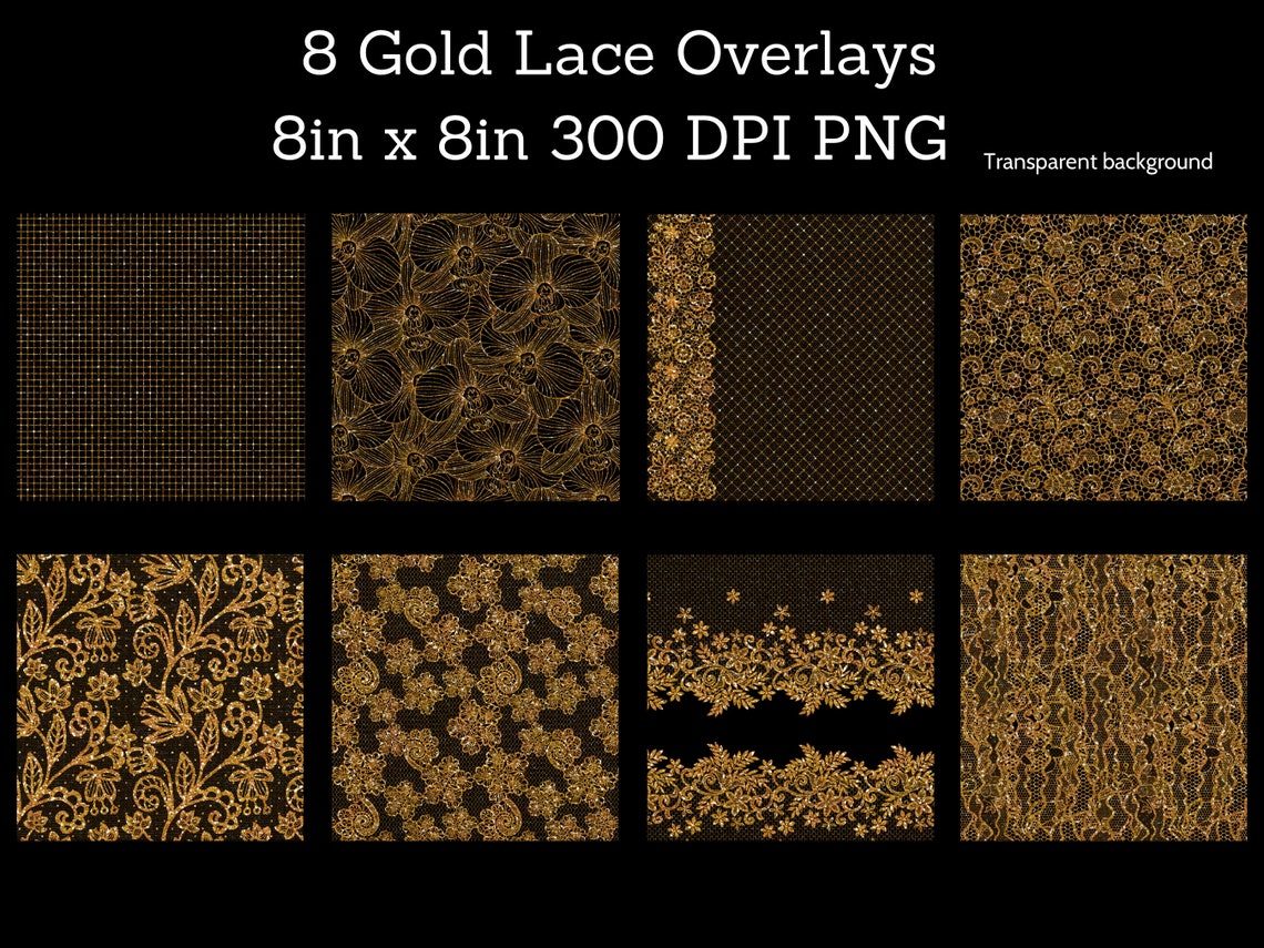 Gold Pattern Overlays for Digital Paper, Scrapbooking, Invitations ...