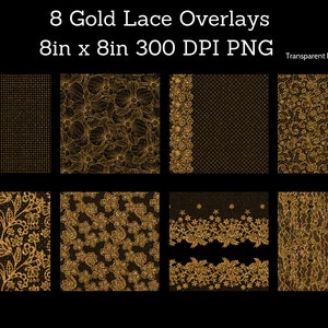 Gold Pattern Overlays for Digital Paper, Scrapbooking, Invitations ...