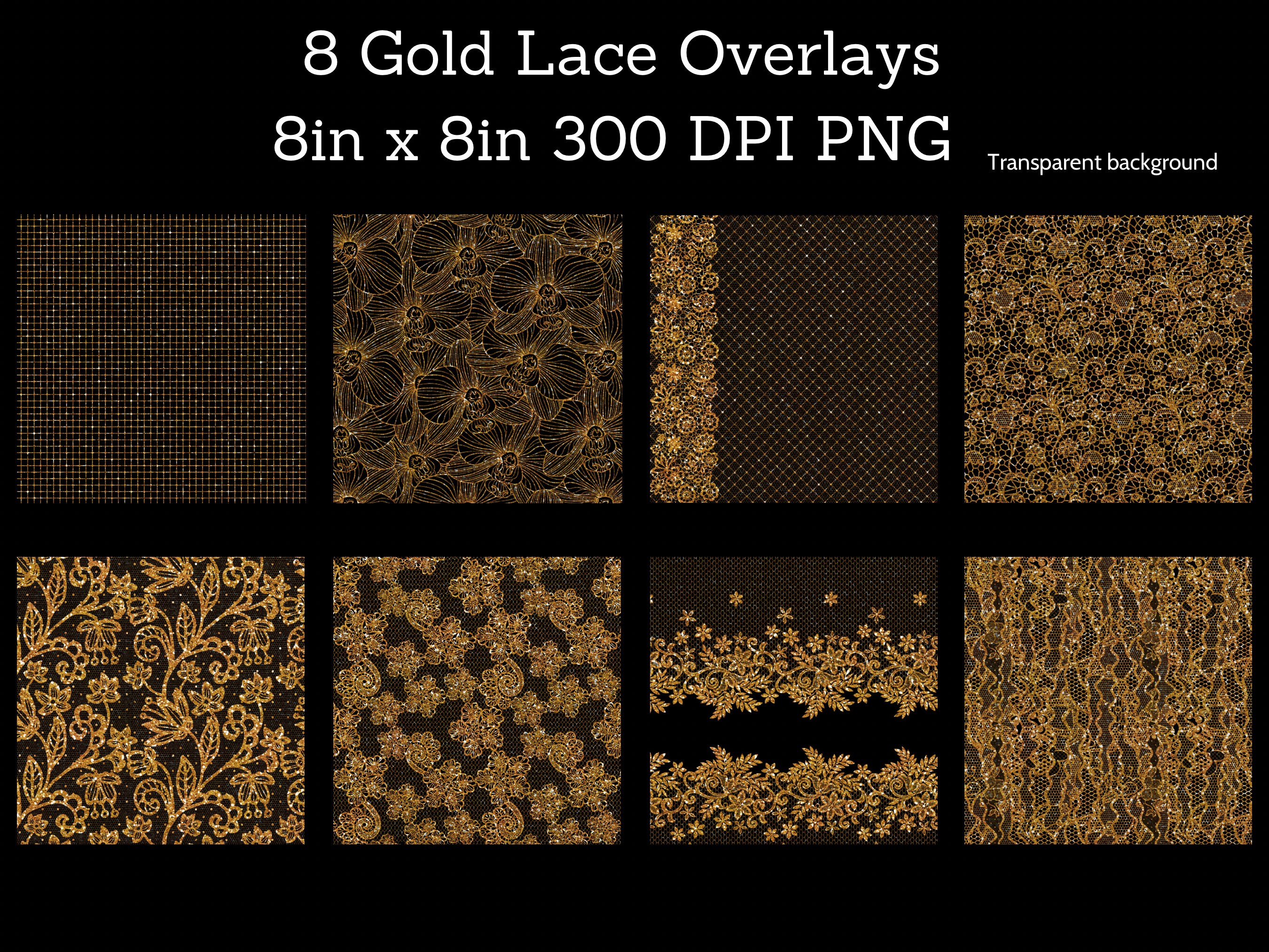 Gold Pattern Overlays for Digital Paper, Scrapbooking, Invitations ...