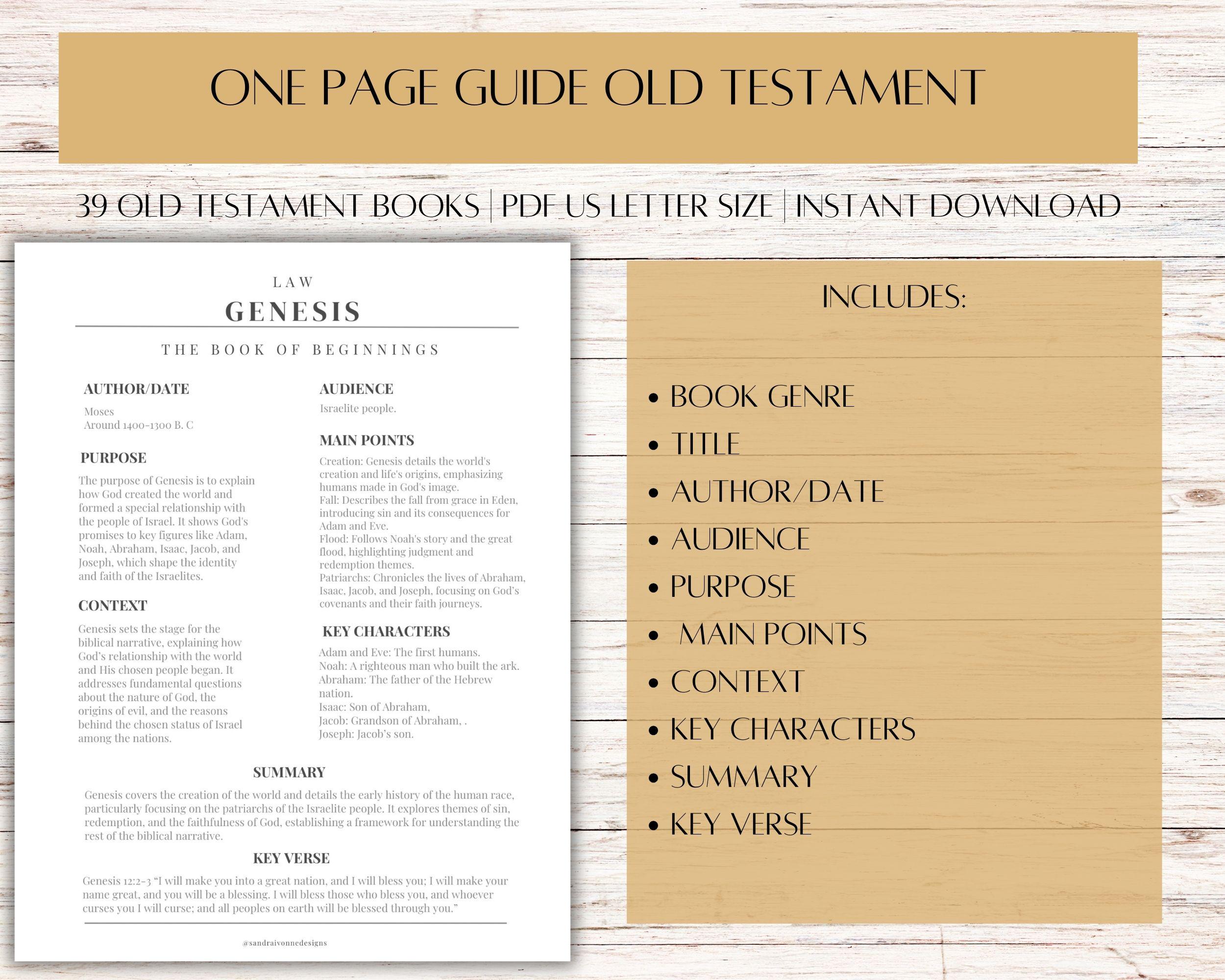 Old Testament Bible Book Summary Printable Book Bible Summary Guide ...