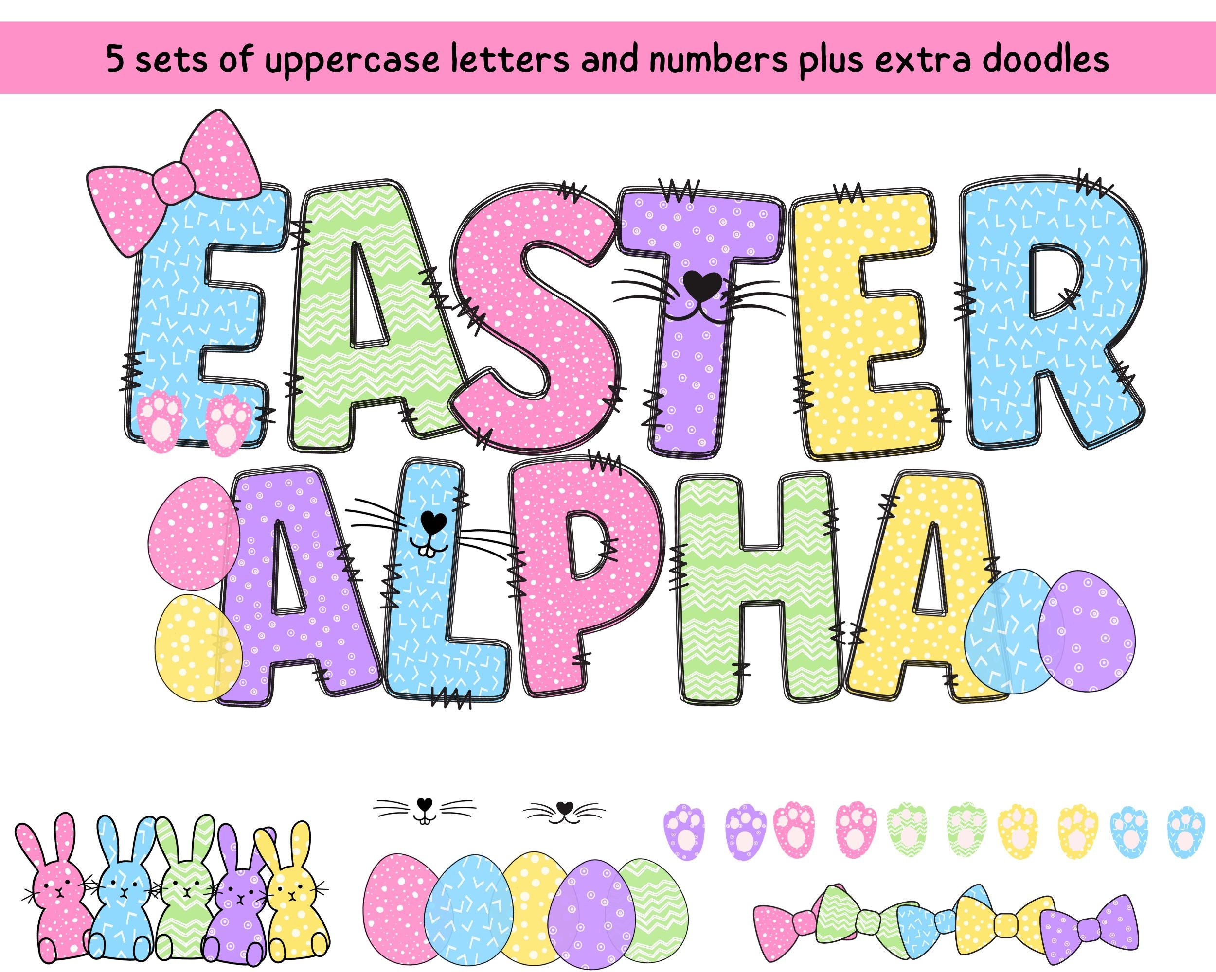 Easter Day Alphabet Letters PNG Bundle, Easter Clipart Png, Bunny ...