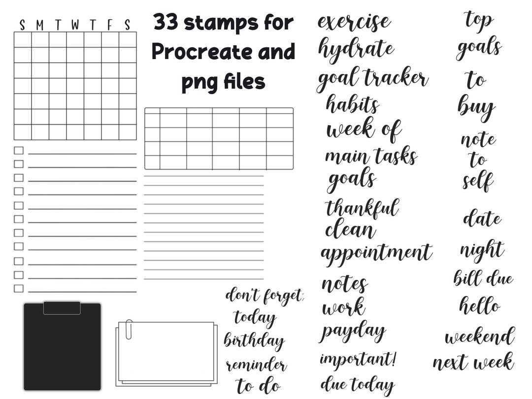 Digital Planner Procreate Brushes, Procreate Stamps, Daily Planner ...