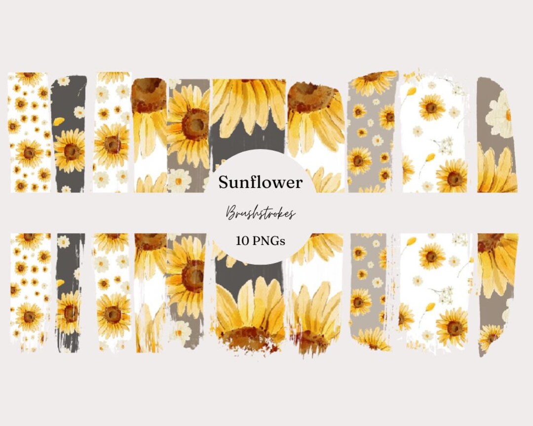 Watercolor Sunflower Brush Stroke Image Pack, Sunflowers Clipart, Paint ...