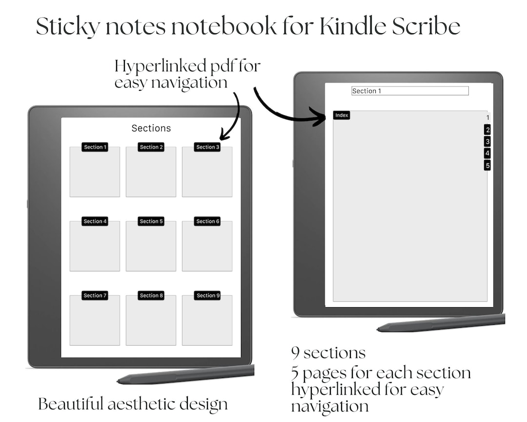 Kindle Scribe Sticky Notes, Kindle Scribe Templates, Hyperlinked PDF ...