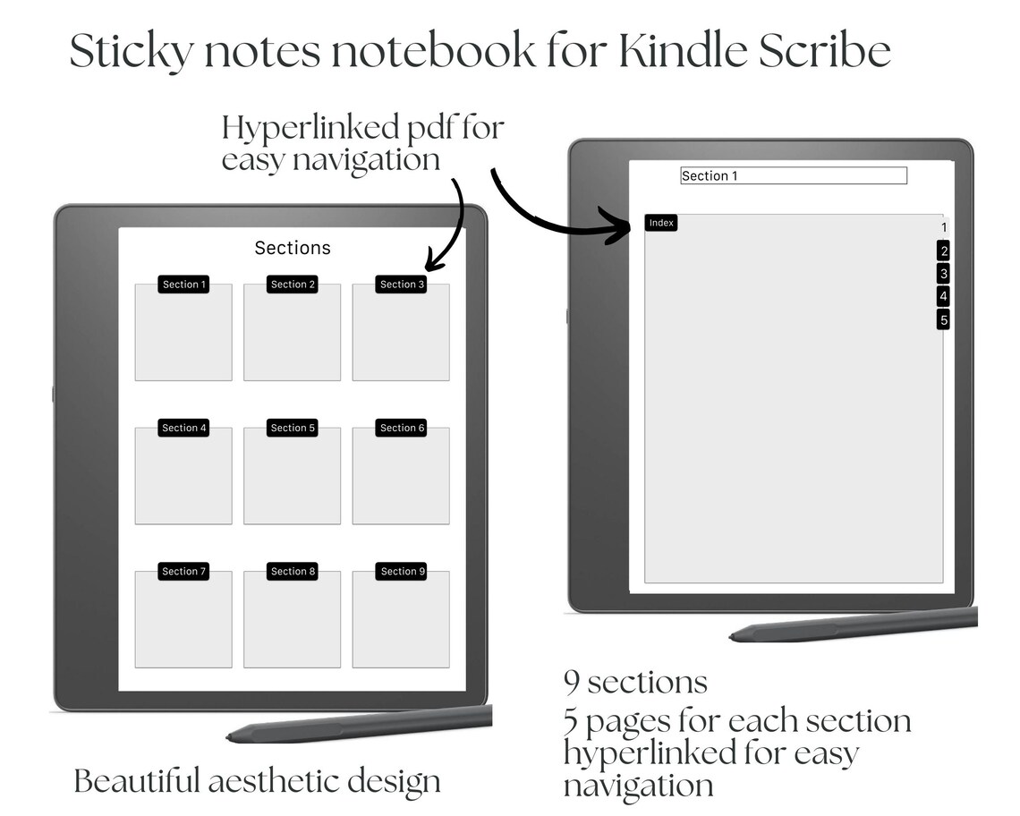 Kindle Scribe Sticky Notes, Kindle Scribe Templates, Hyperlinked PDF ...