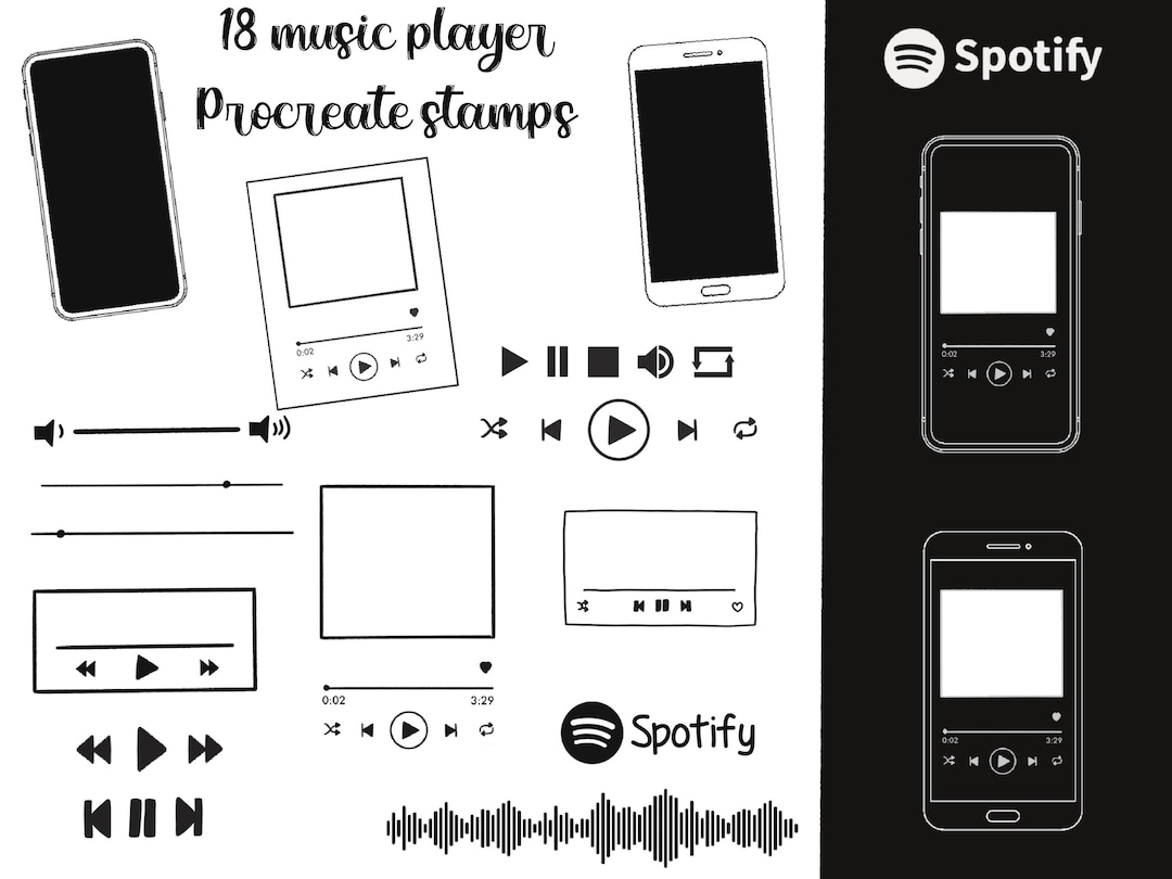 Procreate Stamps, Music Playlist Stamps, Playlist Doodles, Spotify ...