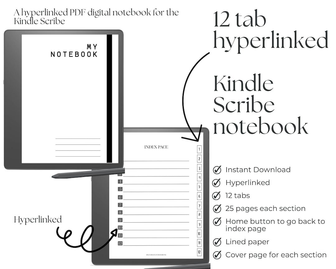 Kindle Scribe Digital Notebook, 12 Tab Notebook, Kindle Scribe ...