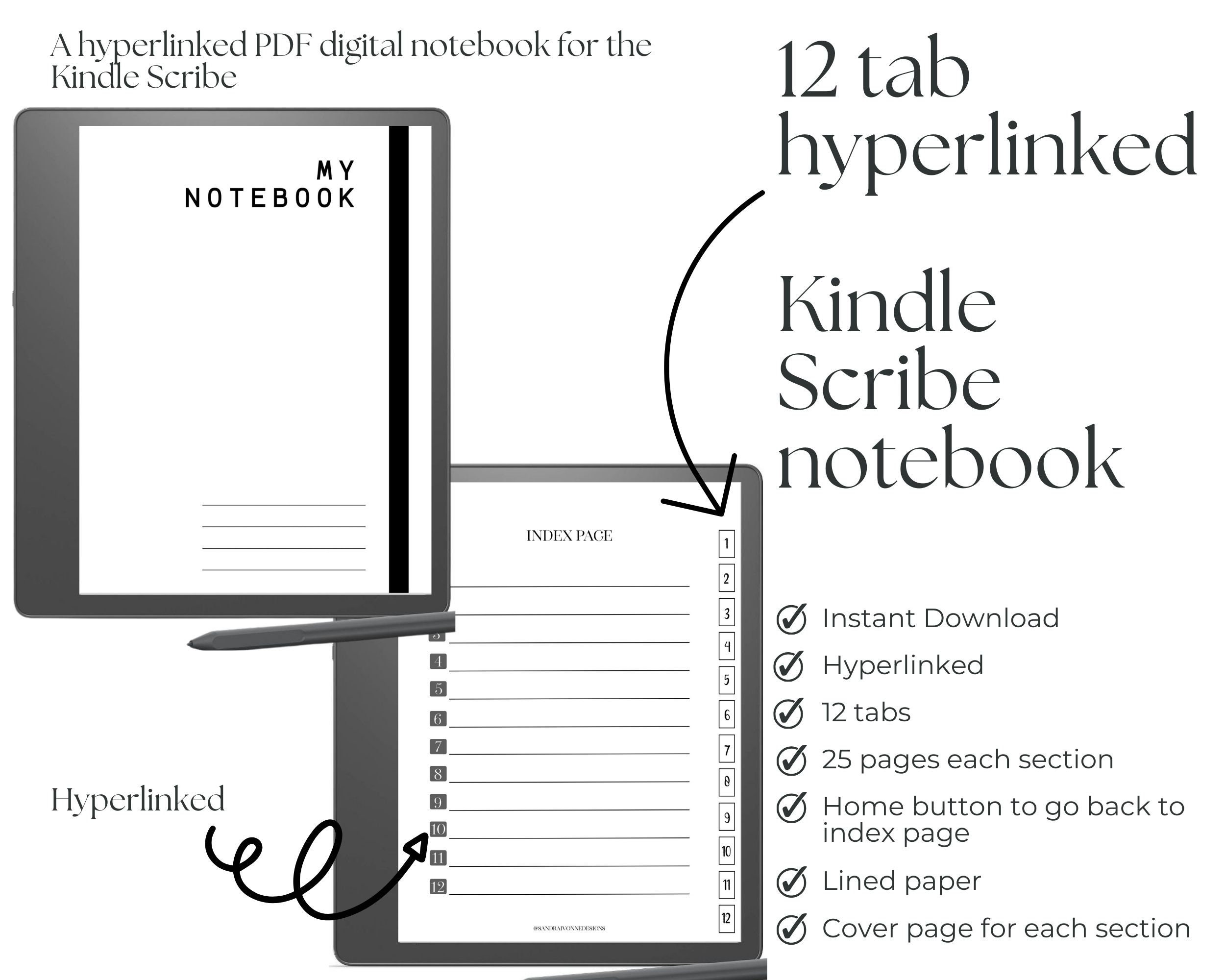 Kindle Scribe Digital Notebook, 12 Tab Notebook, Kindle Scribe ...