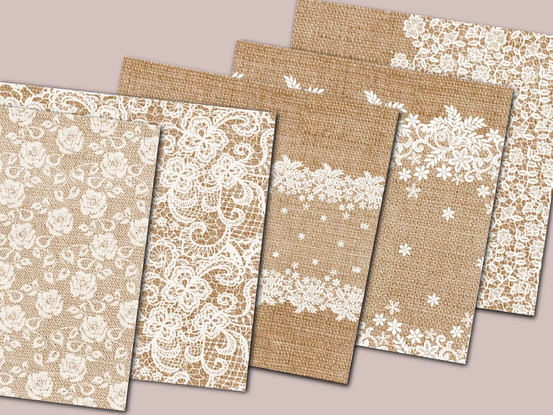 Burlap and Lace Digital Paper | Burlap Digital Paper | White Lace ...