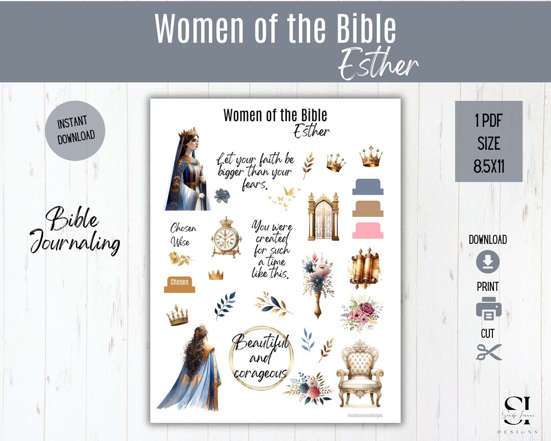 Esther, Women of the Bible Series, Queen Stickers Printable Bible ...