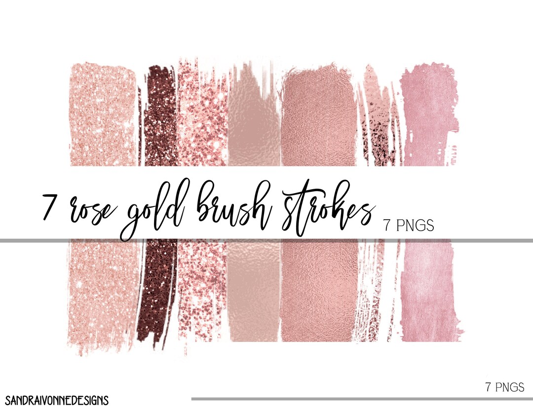 7 Rose Gold Brush Strokes 7 Png Clip Art Designs Glitter Foil Strokes ...