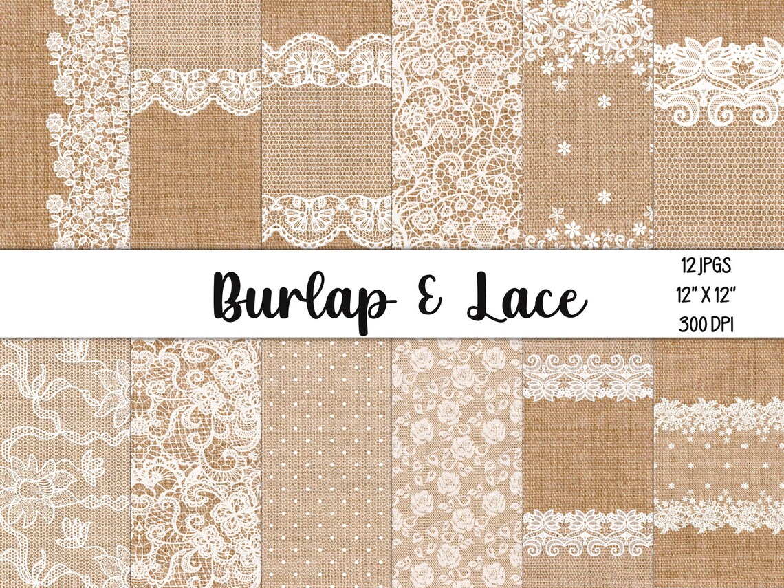 Burlap and Lace Digital Paper Burlap Digital Paper White - Etsy