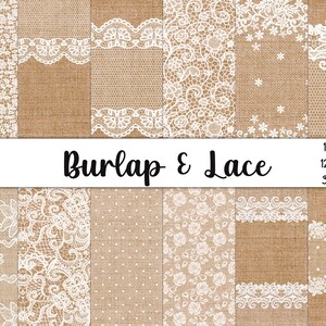 Burlap and Lace Digital Paper | Burlap Digital Paper | White Lace ...
