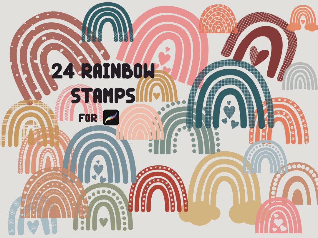 24 Modern Rainbow Procreate Brushes Stamps, Boho Stamps, Procreate ...