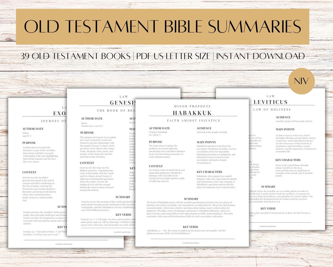 Old Testament Bible Book Summary Printable Book Bible Summary Guide ...
