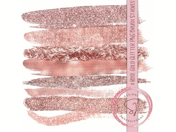 8 Glitter Rose Gold Clip Art Brush Strokes Paint Strokes - Etsy