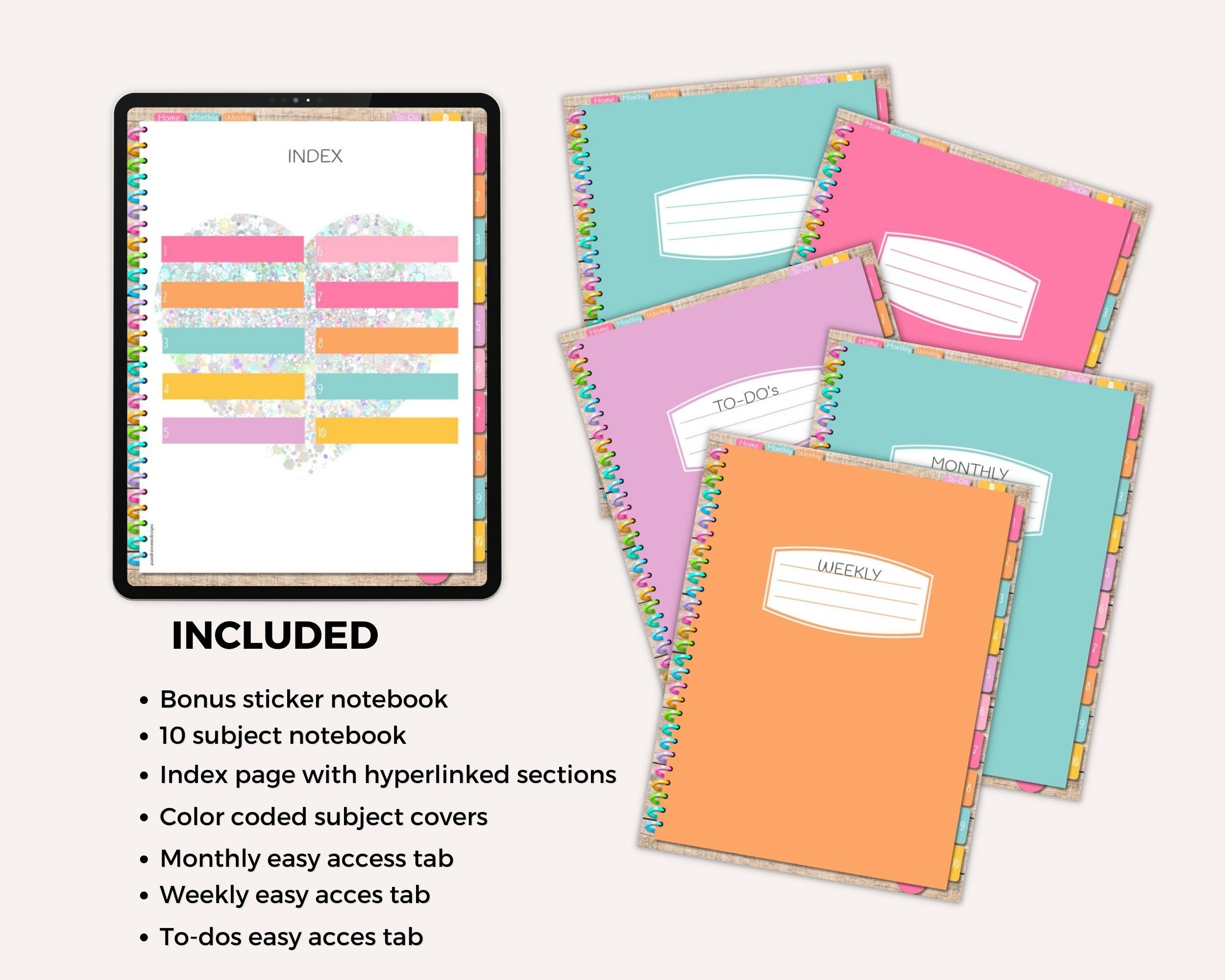 Digital Notebook 10 Tabs, Notebook for Students, Hyperlinked Student ...
