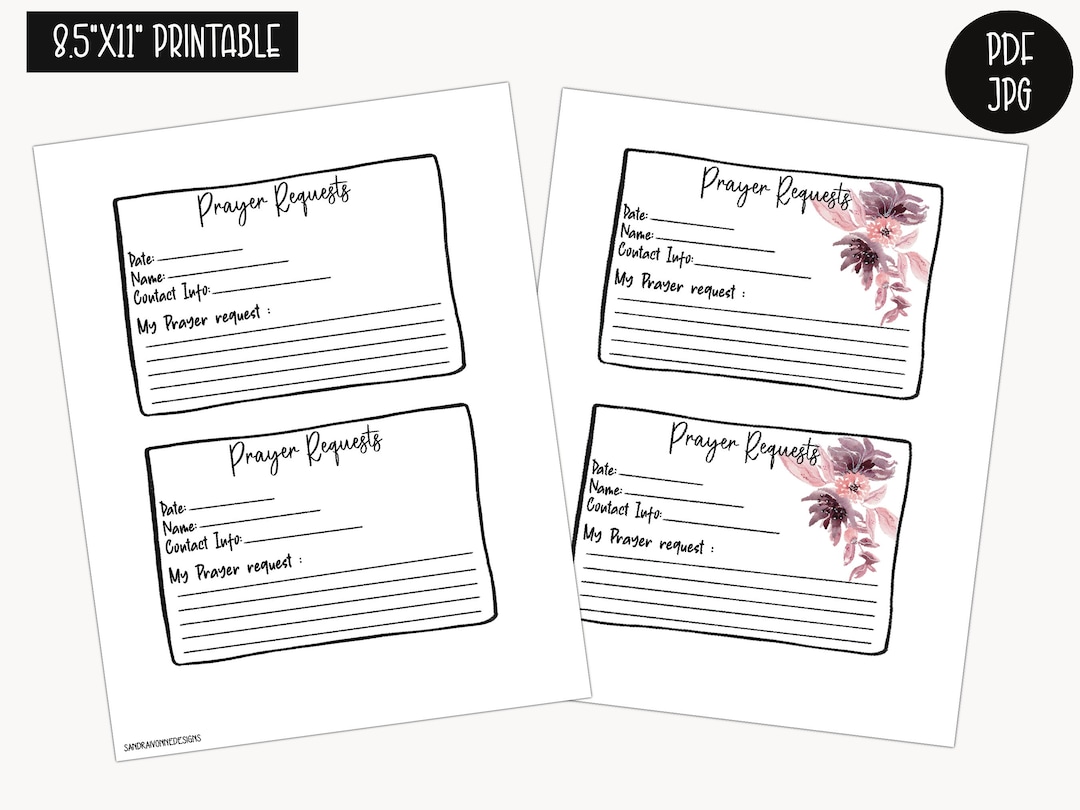 Printable Prayer Request Cards - Bible Study Small Group Supplies ...