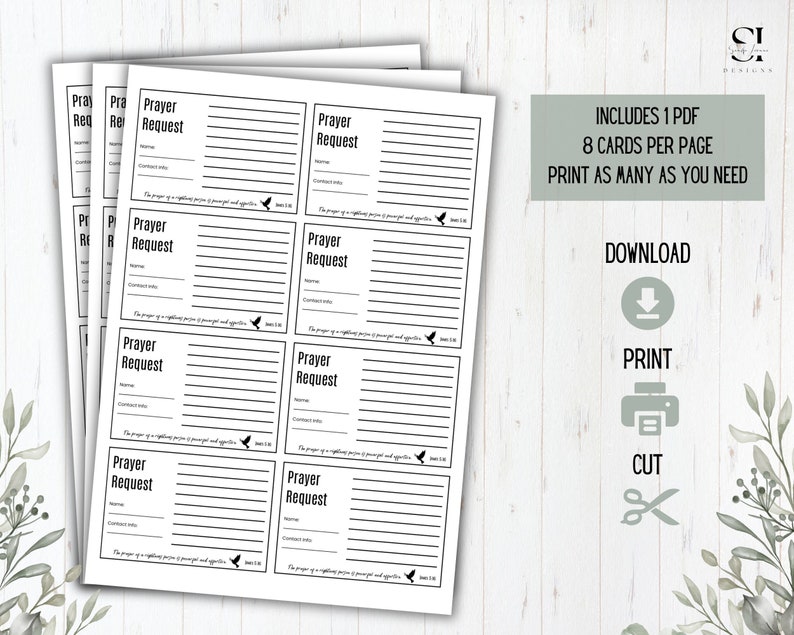 Printable Prayer Request Cards - Bible Study Small Group Supplies ...