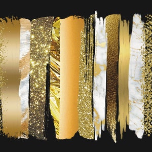 12 Gold Brush Strokes 12 Png Clip Art Designs Glitter Foil Strokes ...