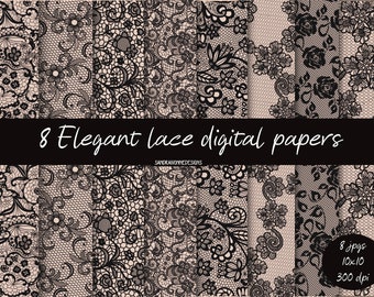 Lace Digital Paper | Etsy