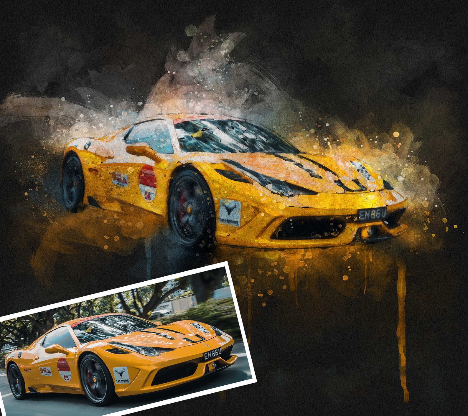 Car Custom Watercolor Portrait Car Painting From Photo - Etsy