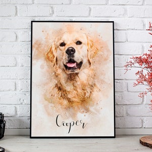 Custom Watercolor Digital Pet Portrait | Custom Pet Painting | Pet ...