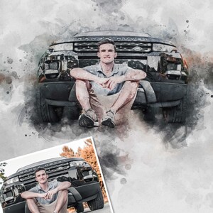 Car Custom Watercolor Portrait, Car Painting From Photo, Personalized ...