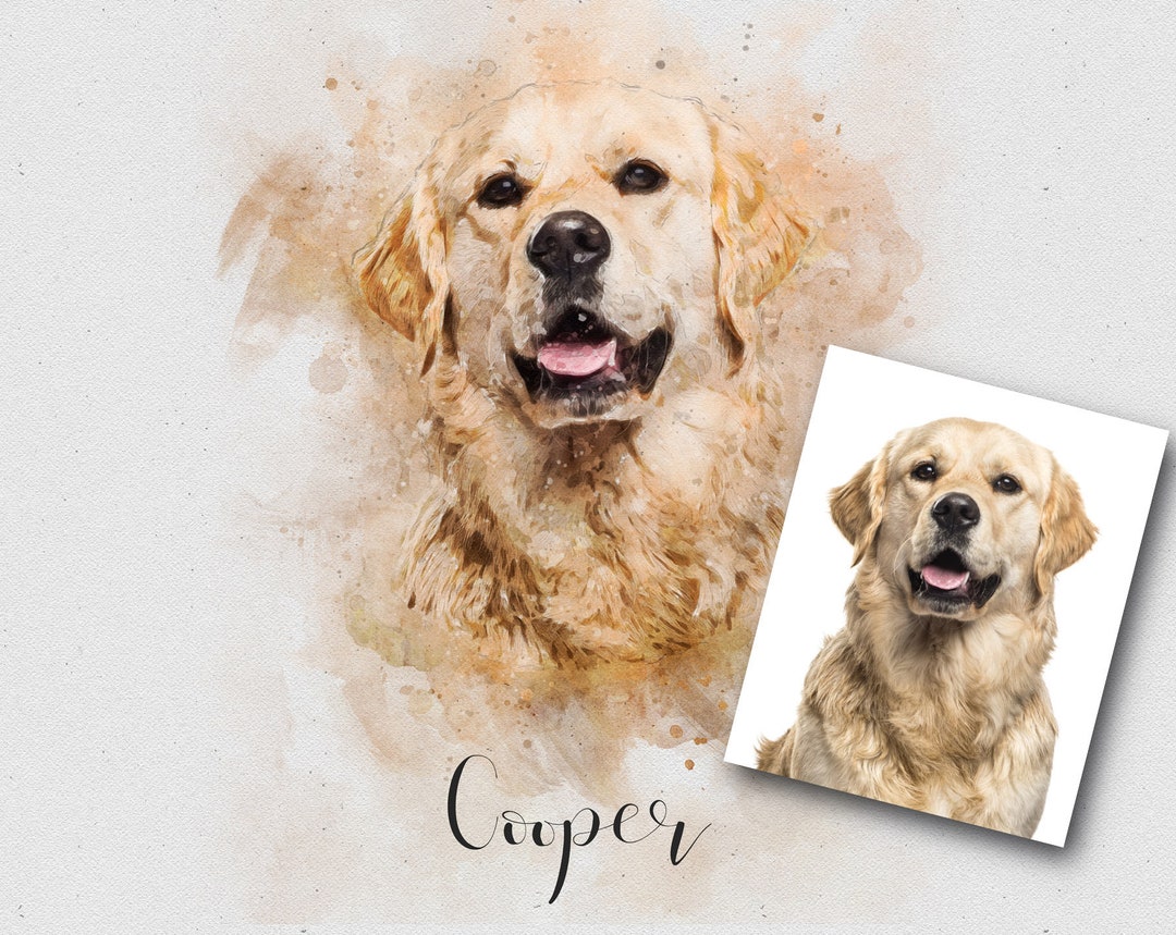 Custom Watercolor Digital Pet Portrait | Custom Pet Painting | Pet ...