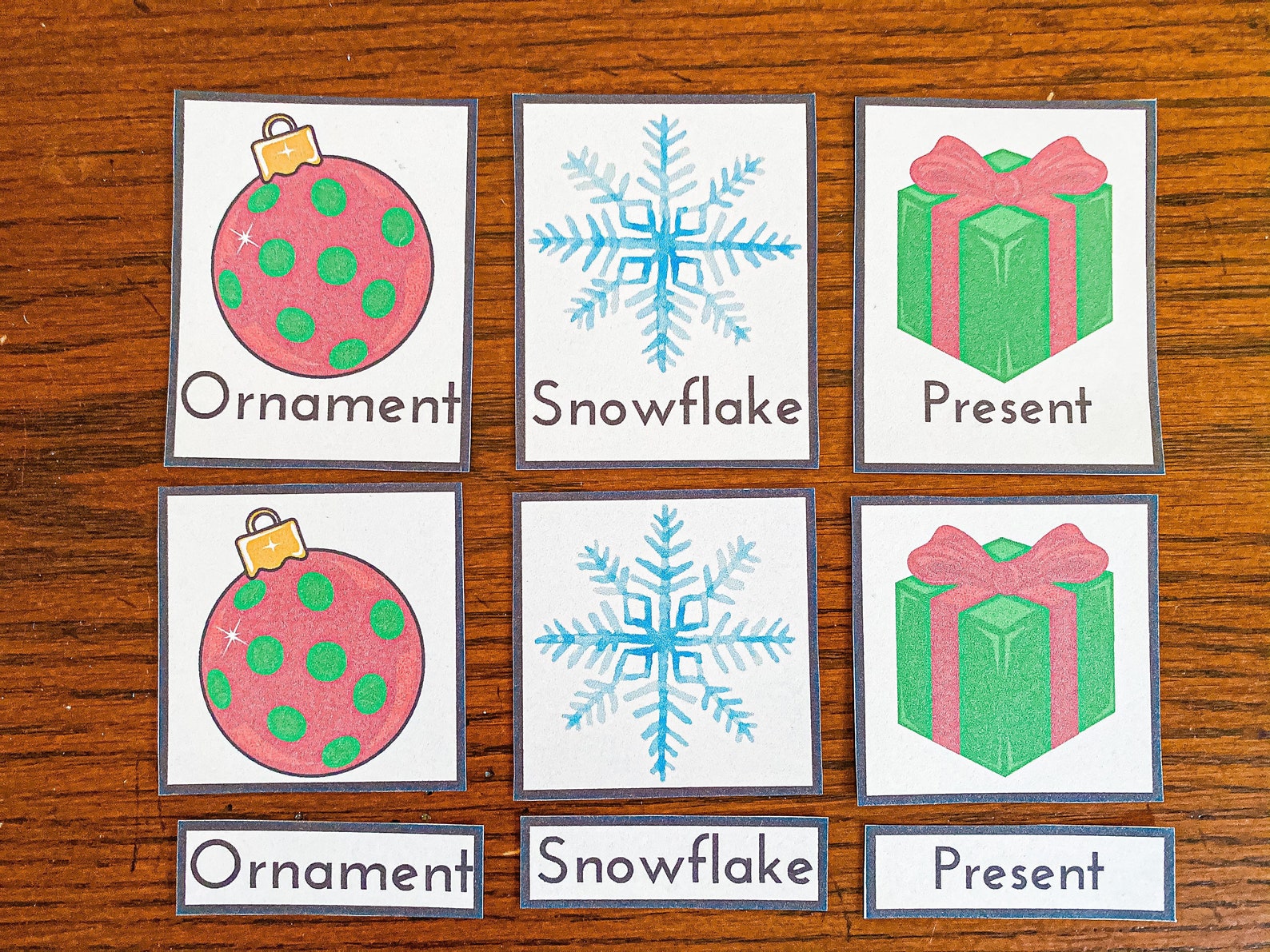 Christmas 3-part Cards | Homeschool Preschool Pre-reading Literacy ...