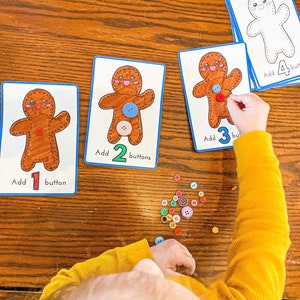 Gingerbread Man Button Counting Printable for Preschoolers | Counting ...
