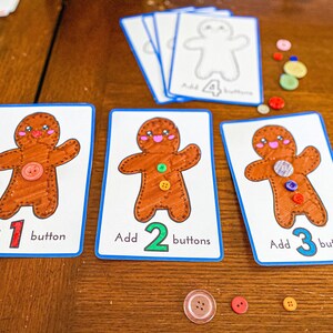 Gingerbread Man Button Counting Printable for Preschoolers | Counting ...