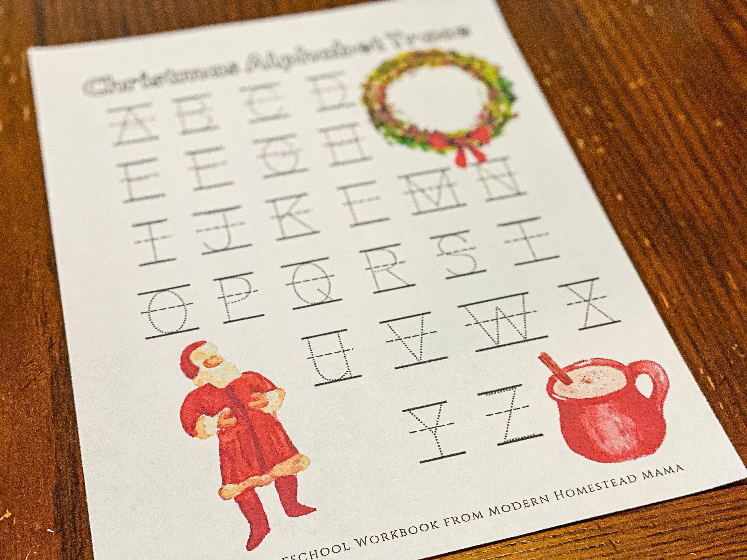 Christmas Alphabet Trace Worksheet for Preschoolers Holiday Winter ...